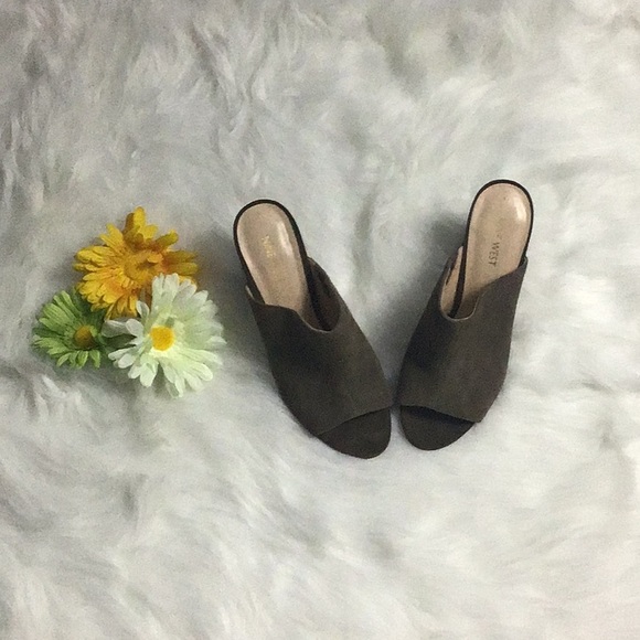Nine West | Shoes | Nine West Suede Open Toe Block Heel Mules | Poshmark